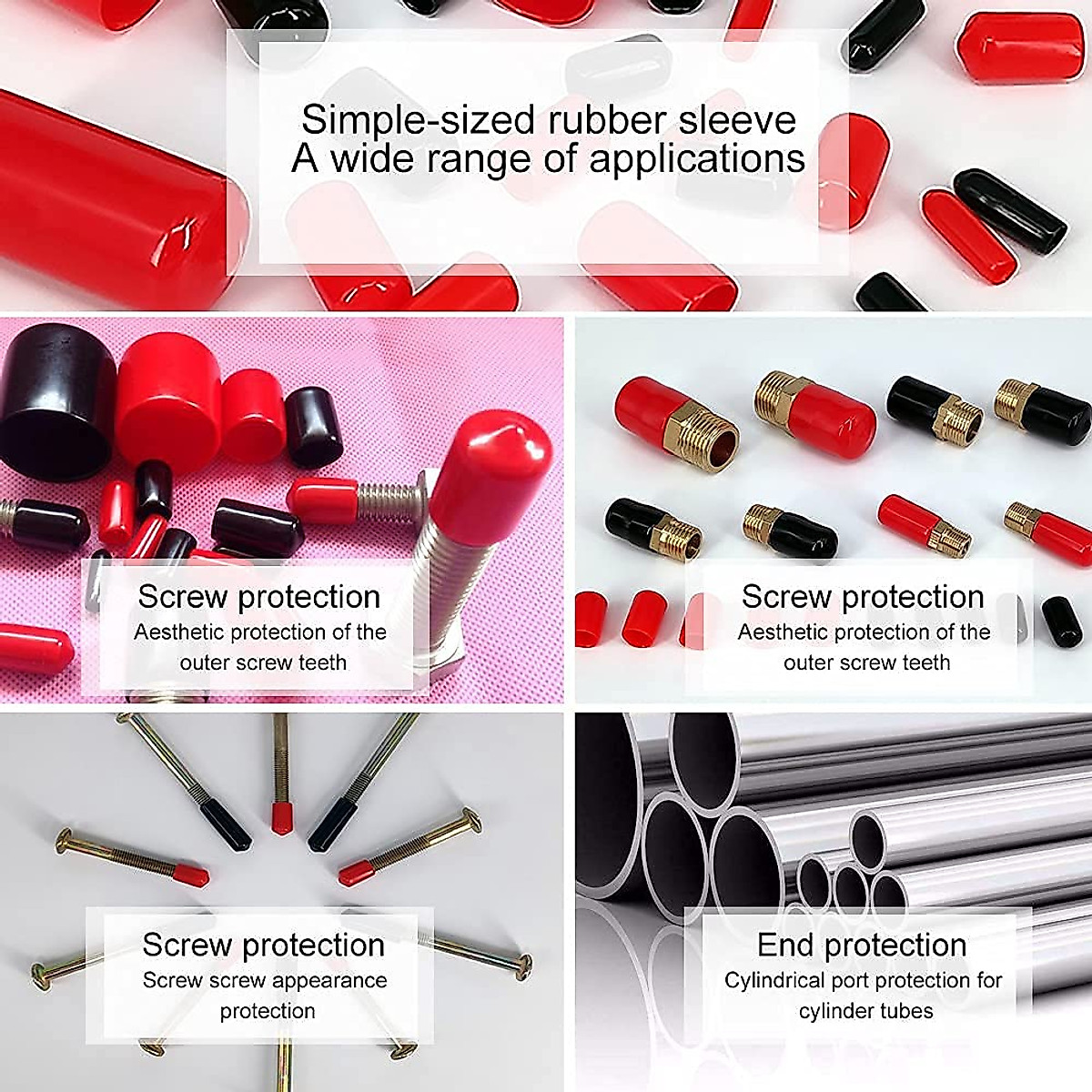 200PCS Rubber Caps Bolt Screw Cap Covers, Bolt Covers Caps Rubber End Caps Vacuum Caps, Bolt Screw Cover Rubber Nipple Cap Rubber Tip in 10 Sizes from 2/25 to 4/5" for Protecting Pipe Post Tubing Rod