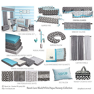 Bacati Love Diamond Plush Diaper Changing Pad, Black/White