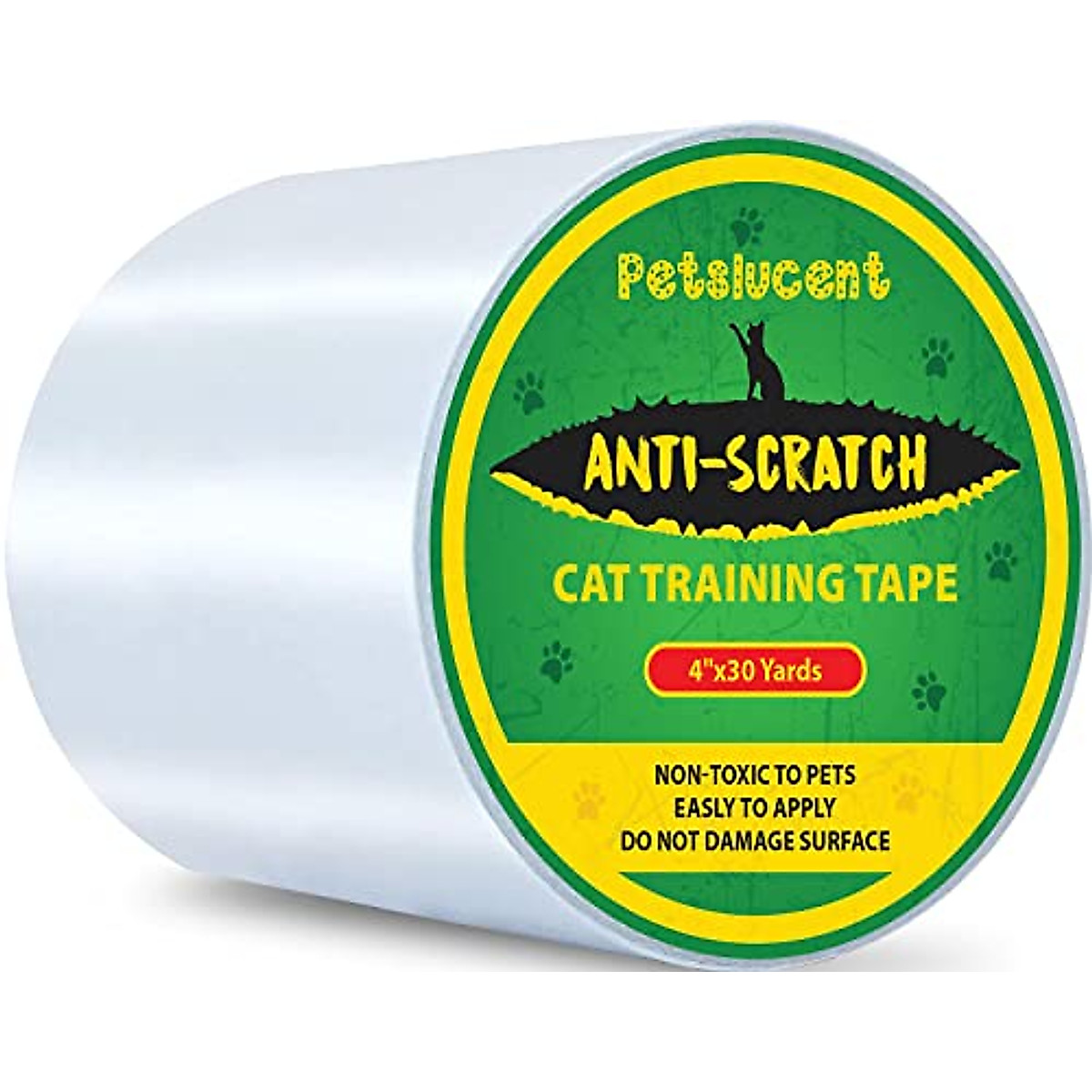 Petslucent Cat Scratch Furniture Protector Tape, Cat Anti Scratch Deterrent Training Tape, Double Sided Clear Sticky Paws Guards for Carpet, Sofa, Couch, Door (4''x 30 Yards, Green)