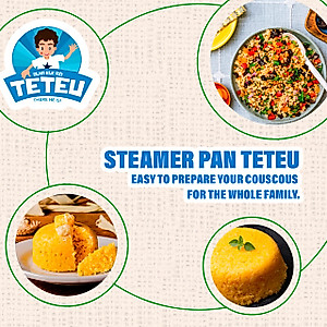 TETEU | Cuscuzeira Nordestino | Brazilian Couscous Pot Steamer Pot for Cooking, cuzcuzeira, couscous, Rice, Vegetables Durable Metal Pot with Handle, Small Portions | Gray crackle Color - 12oz