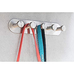 Tatkraft Jane Self Adhesive Hooks, Wall Mount Stainless Steel Hanger, Ideal Holder for Towel and Bath Robe, Easy to Install, Perfect for Bathroom, Kitchen, Office, Corrosion Resistant