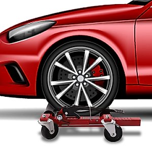 Generic Wheel Dolly, Wheel Dolly Car Skate, Hydraulic Wheel Dolly Tire Jack with Ratcheting Foot Pedal, Heavy Duty Vehicle Positioning Jack for Car Truck RV Trailer (1500 lbs, 1Pcs), Red, Black