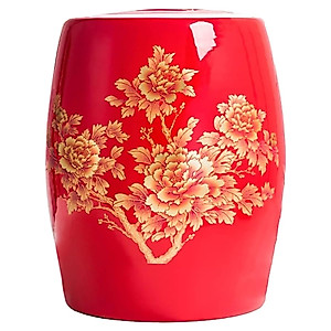 Ceramic Food Storage Jar Rice Storage Container Grain Storage Bin Ceramic Rice Bucket Rice Storage Box Sealed Rice Bin Cereal Rice Container for Kitchen(Red,15KG)