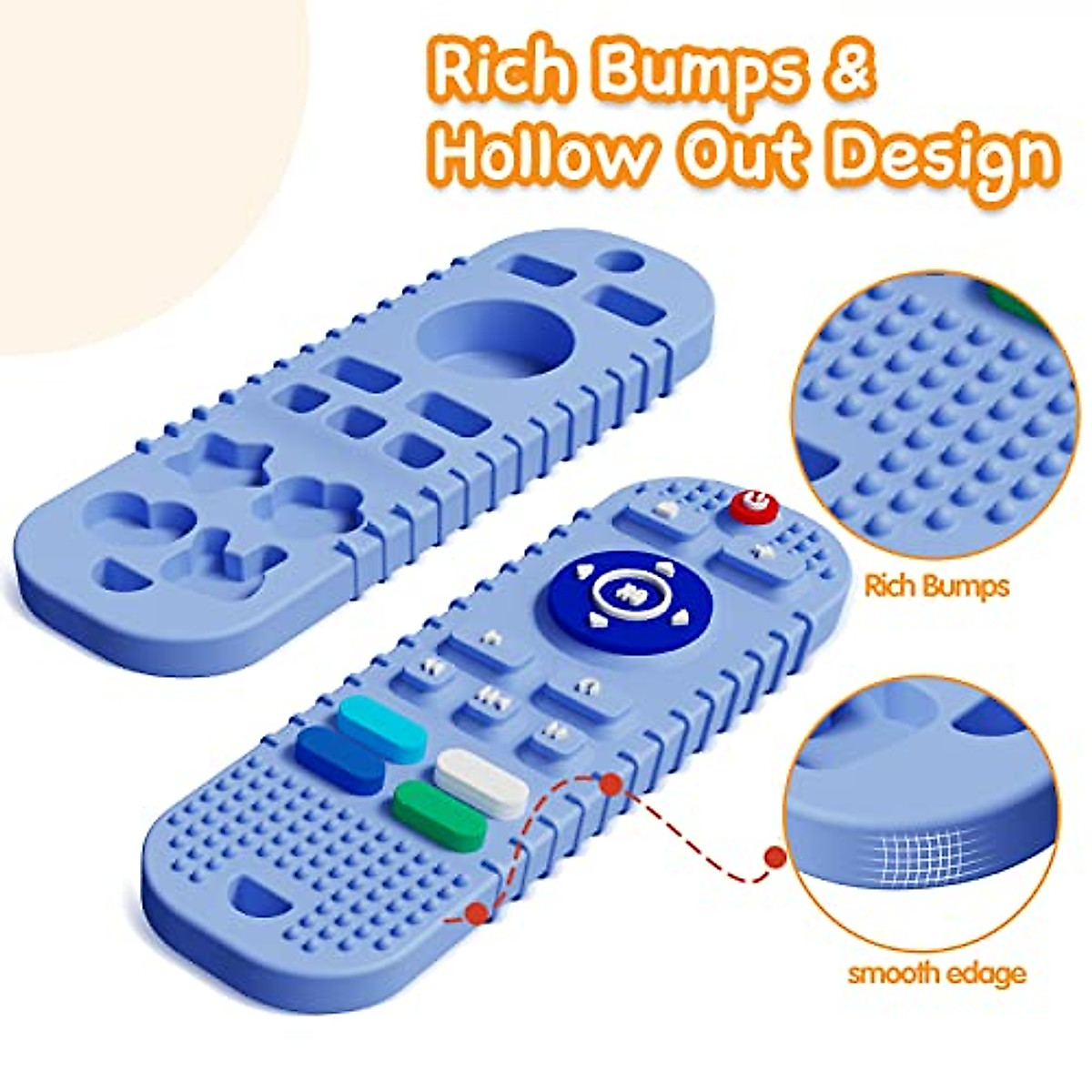 Scuwtocn 2 Pack Silicone Baby Teething Toys, Remote Control Shape Teething Toys for Babies 6-12 Months, BPA Free Baby Teethers Relief Soothe Toys, Baby Chewing Toys for Toddlers - Pink & Blue