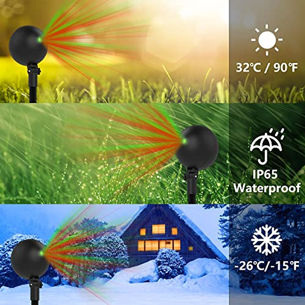 Christmas Lights Outdoor Laser Projector Waterproof Outside Xmas Projection Light Show Led Spotlight Display Lazer Landscape Lighting for Holiday Halloween Yard Garden Decorations