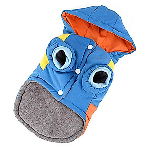 Ranphy Small Dog Coat Girl Boy Puppy Velvet Clothes Pet Hoodies for Cold Weather Puffer Jacket Warm Padded Sweatshirt Outfit with Hood Super Soft Winter Outdoor Apparel Blue L