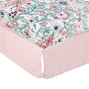 Brandream Nursery Bedding Jungle Animal Crib Bedding Giraffe Family Baby Comforter Set, 6 Piece Farmhouse Floral Girls Boys Cradel Bedding, Grey Pink White