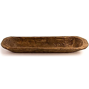 20" Wooden Dough Bowls - Wood Bowl Decor - Rustic Home Decoration Centerpiece - Long Decorative Wood Bread Baguette Tray - Handmade & Imported from Mexico - Medium (Natural Brown)