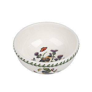 Portmeirion Botanic Garden Birds Fruit Bowl | 5.5 Inch Dessert Bowl with Western Lesser Goldfinch made of Fine Earthenware | Dishwasher and Microwave Safe | Made in England