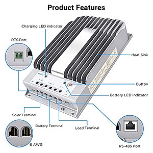 EPEVER 40A MPPT Solar Charge Controller 12V/24V Auto Working Max.PV 150V Solar Panel Charge Regulator Tracer BN Series Negative Ground Solar Controller