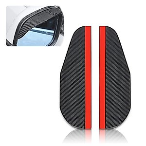UGSHY 2 PCS Car Rearview Mirror Rain Eyebrow, Carbon Fiber Rubber Rain Shield, Waterproof Dirt-resistant Clear Vision Protector, Universal Rearview Mirror Accessories for Most Cars (Black)