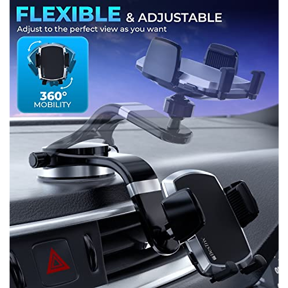 Bestrix Phone Holder for Car, Phone Mount for car Car Phone Mount, Cell Phone Car Phone Holder Compatible with iPhone 14 13 12 Pro, Xr,Xs,XS MAX,XR,X, Galaxy S22 & All Smartphones (Cradle)