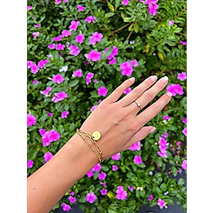 JoycuFF Gold Initial Bracelets for Women Gifts for Teen Girls 18K Gold Plated Layered Alphabet Charm Bracelet Adjustable Papercilp Link Chain Letter A Jewelry for Her