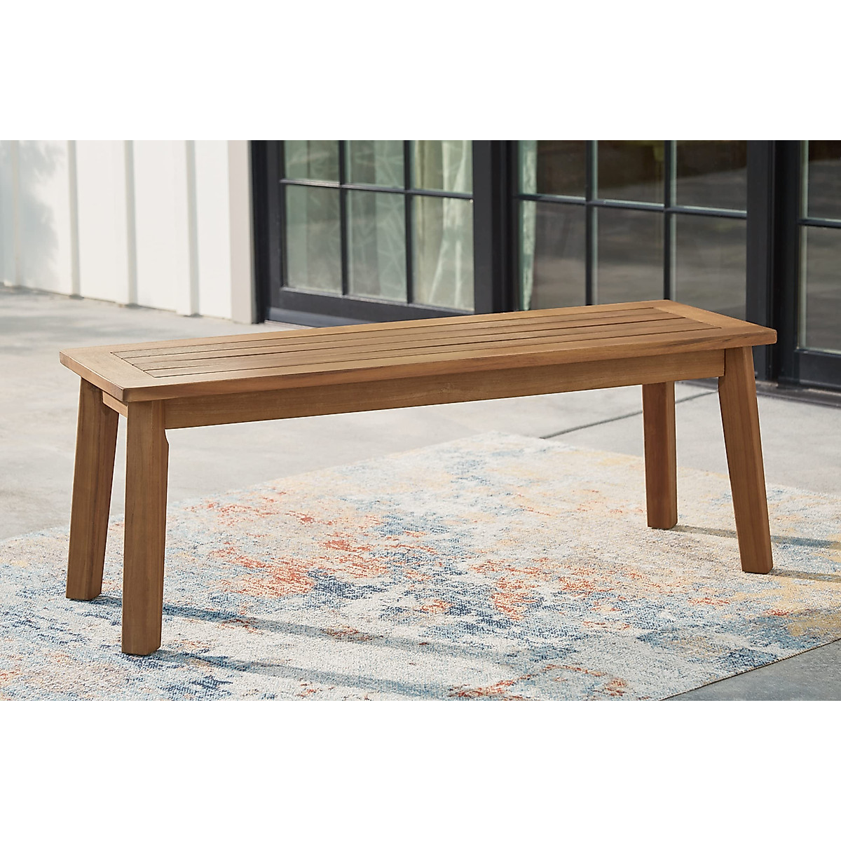 Signature Design by Ashley Janiyah Casual Outdoor Dining Bench, Light Brown