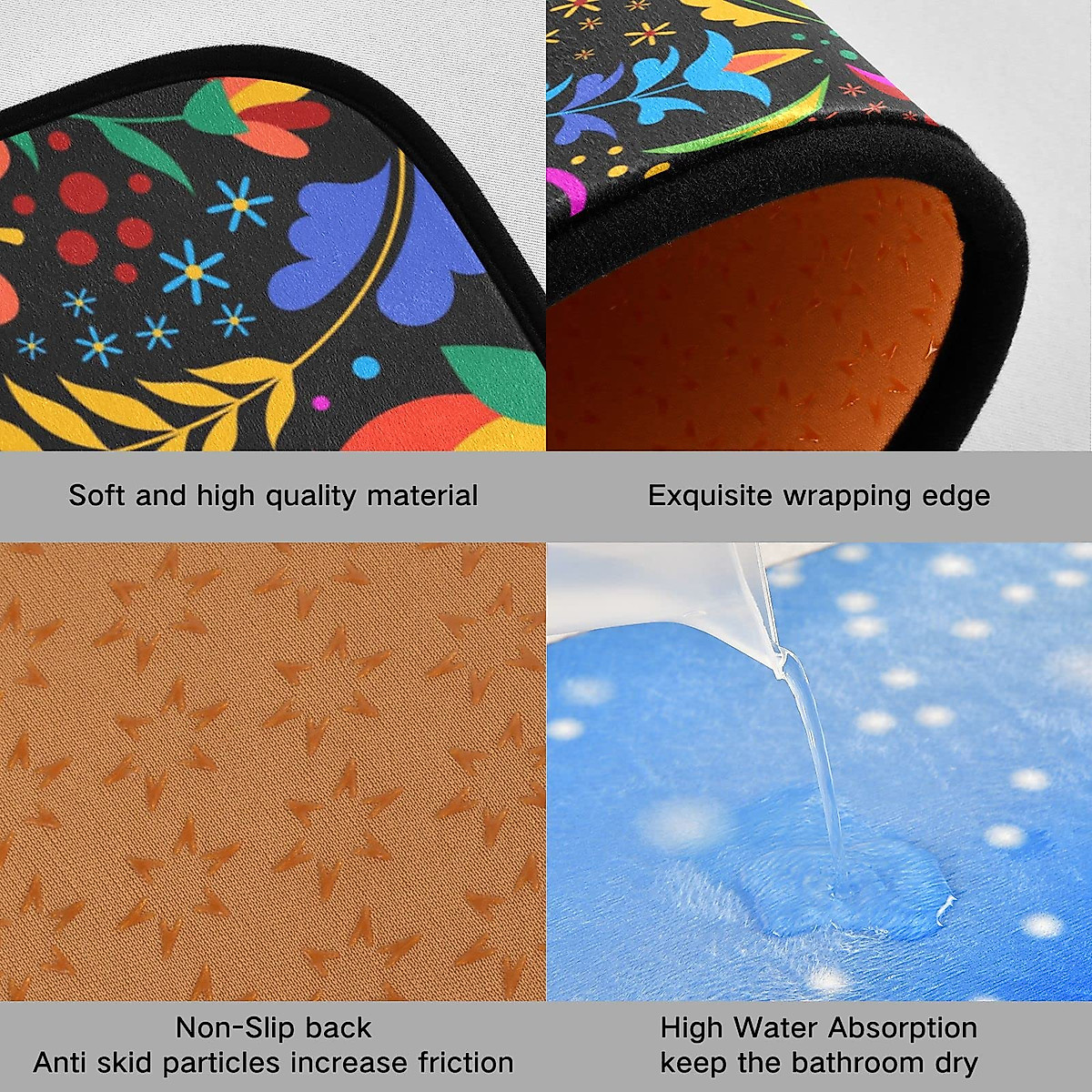 ZENWAWA Mexican Floral Bird Kitchen Rug 2 Pieces Set, Kitchen Mats Water Absorbent Comfort Standing Floor Rugs for Kitchen Sink Laundry Room