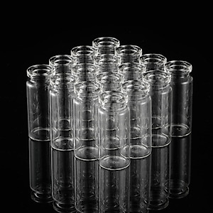 Eowpower 100 Pack 10ml Glass Vials, 20mm Glass Flat Bottom Lab Vial with Plastic-Aluminum Flip Caps and Rubber Stoppers (Clear)