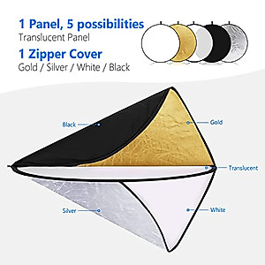 NEEWER 32 Inch/80 Centimeter Light Reflector Light Diffuser 5 in 1 Collapsible Multi Disc with Bag - Translucent, Silver, Gold, White, and Black for Studio Photography Lighting and Outdoor Lighting