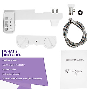 Bidet Attachment for Toilet，Non-Electric Dual Nozzle Hygienic Bidets，Self Cleaning and Adjustable Water Pressure Toilet Bidet for Frontal and Rear Wash（Classic Metal Hose）