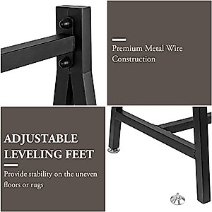 MyGift 57 Inch Large Modern Black Heavy Duty Metal Wardrobe Clothing Rack, A-Frame Commercial Grade Freestanding Garment Hanger for Bedroom Closet or Retail Display Stand