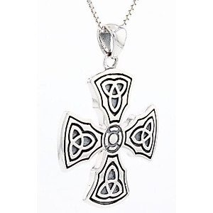 Jewelry Trends Celtic Trinity Knights Templar Cross Steling Silver Pendant Necklace 22"