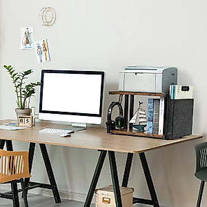 melos Printer Cart, 2-Tier Printer Stand with Storage, Mobile Printer Stand Shelf with Wheels, Under Desk Printer Stand for Fax Machine, Copier, Scanner, Printer, Scanner