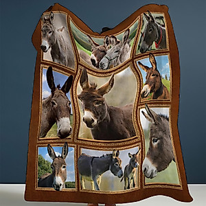 Donkey Blanket Soft Cozy Cute Donkey Flannel Fleece Throw Blanket Farm Animal Donkey Bedding Stuff Decor Warm Lightweight Plush Blanket Gifts for Lover Girls Boys Women Adults 50"x60"
