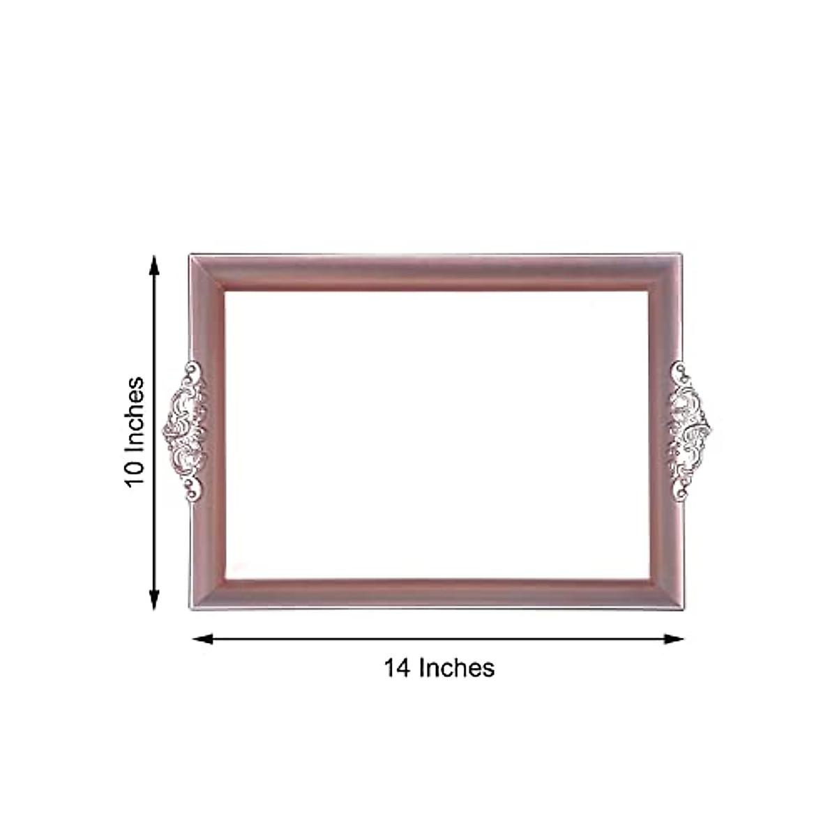 Efavormart 2 PCS - 14"x10" Rose Gold Square Decorative Plastic Serving Trays With Embossed Rims