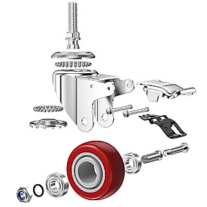 DICASAL 3 Inch Swivel Stem Casters Heavy Duty American Size UNC 1/2"-13x1-1/2"Stem Thread Wheels 360 Degree Durable Wheels Dual Safety Locks Castors with 990 Lbs Capacity Pack of Four