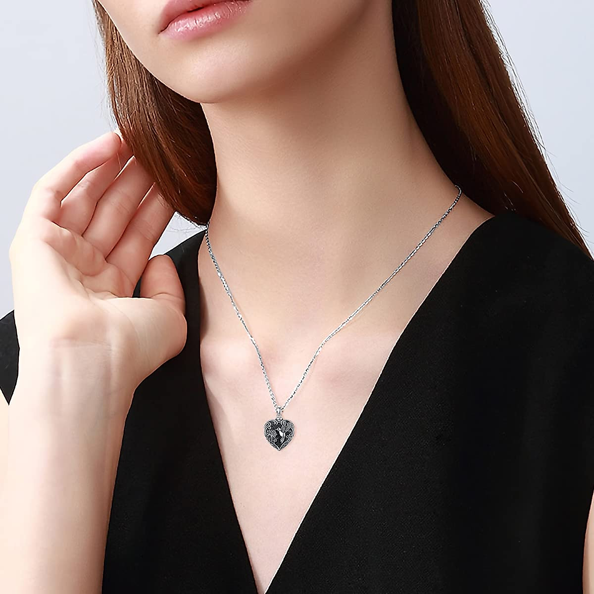 TOUPOP Hummingbird Urn Necklace for Ashes Sterling Silver Heart Cremation Jewelry for Ashes Memorial Keepsake Pendant Keepsake Jewelry Gifts for Women