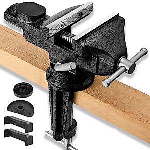Table Vise or Bench Vise Universal, 360° Swivel Clamp-On Vise Portable Home Vice 3.2'' for Woodworking, Cutting Conduit, Drilling, Metalworking