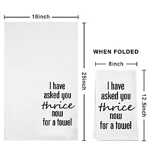 Funny Kitchen Towels-Flour Sack Dish Towels Decorative Set with Saying,Housewarming Gifts for Women New Home,Cute Kitchen Decor for Hostess Hand Towels Set of 4,White