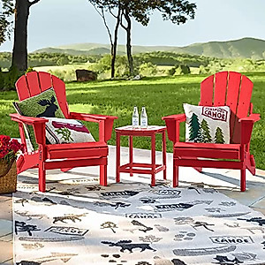Flamaker Classic Outdoor Adirondack Chair Patio Lawn Foldable Chairs Indoor Adirondack Chairs All-Weather Resistant for Garden Backyard Porch Garden Fire Pit Patio (Red)