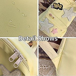 STRGZR Kawaii Cute Backpack, Aesthetic Y2K Retro Star Graphic Harajuku Backpack Laptop Backpack Travel Casual Daypack (Black)