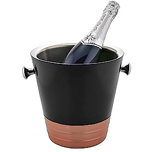 Sol Living Champagne Bucket - Double Wall Insulated Stainless Steel - Wine & Champagne Holder - Portable Chiller Bin for Bars, Parties, Commercial Use - Copper & Black Matte, 3.6 Qt