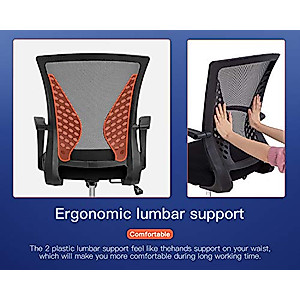 OffiClever Computer Ergonomic Chair Mesh Mid Back with Wheels Lumbar Support Armrest and Adjustable Executive for Men&Women, Black