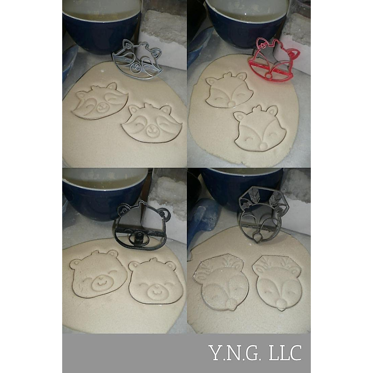 WOODLAND CREATURE FOREST ANIMAL FACES BABY SHOWER SET OF 4 COOKIE CUTTERS MADE IN USA PR1590