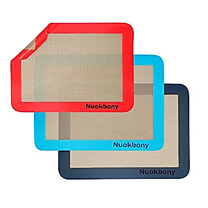 Nuokbony Silicone Baking Mat Non-Stick Reusable Food Safe Heat Resistant BPA Free Kitchen Professional Baking Mat Set 3 Quarter Sheet for Cookie,Macaron&Pastry