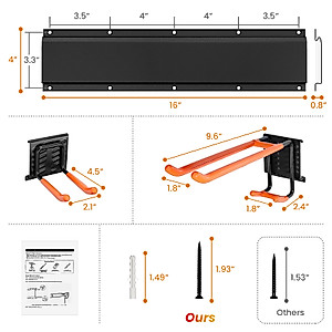 ELECROW Garage Storage Organizer Wall Mount Tool, Heavy Duty Garage Garden Tool Rack with 6 Adjustable Hooks, for Garden and Yard Storage Tools