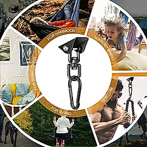 Velomill Porch Swing Hanging Kit, 360°Rotating 1200 lb Capacity Hanger for Porch Swing, Hammocks, Swing Chair, Yoga (2 Pack)