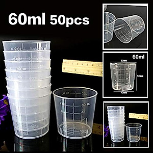 Goeielewe 50PCS Plastic Medicine Cups, 60ml/2oz Clear Reusable Graduated Cups Transparent Scale Measuring Cups, Measure Container for Mixed Pills, Liquid Medication