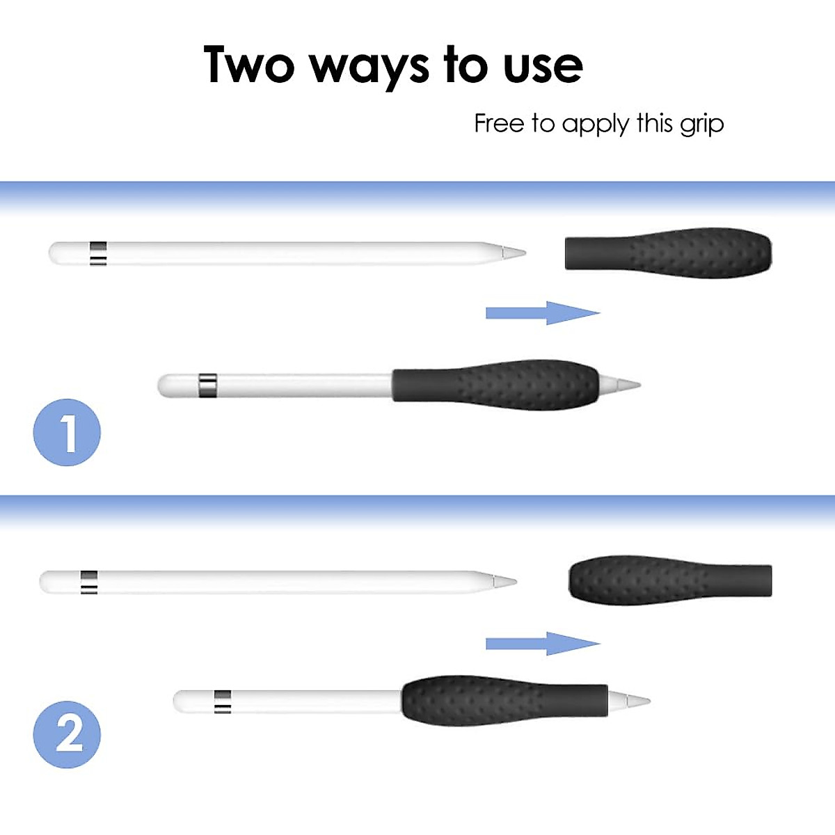 ProElife Ergonomics Grip Holder Silicone Protective Sleeve Cover for Apple Pencil 1st 2nd Generation iPad Pro 11'' 12.9'' 2021/2020/2018 Stylus Accessories Kits (Black)