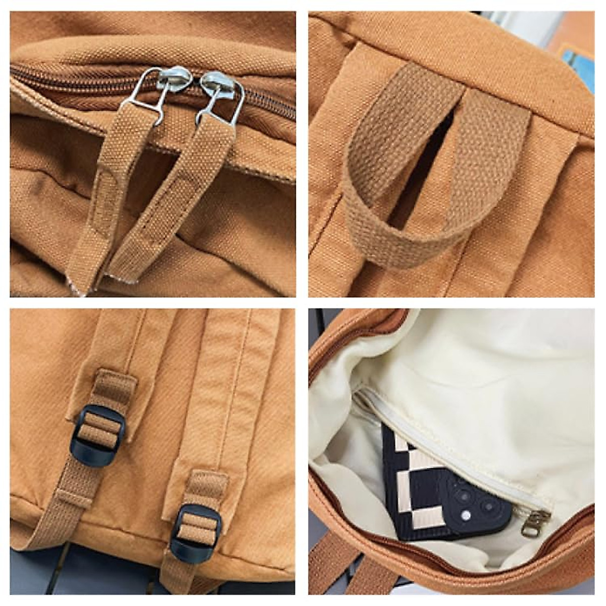 MININAI Vintage Canvas Backpack Grunge Hippie Boho Backpack College Bag Aesthetic Laptop Backpack Simple Travel Rucksack (Green,One Size)