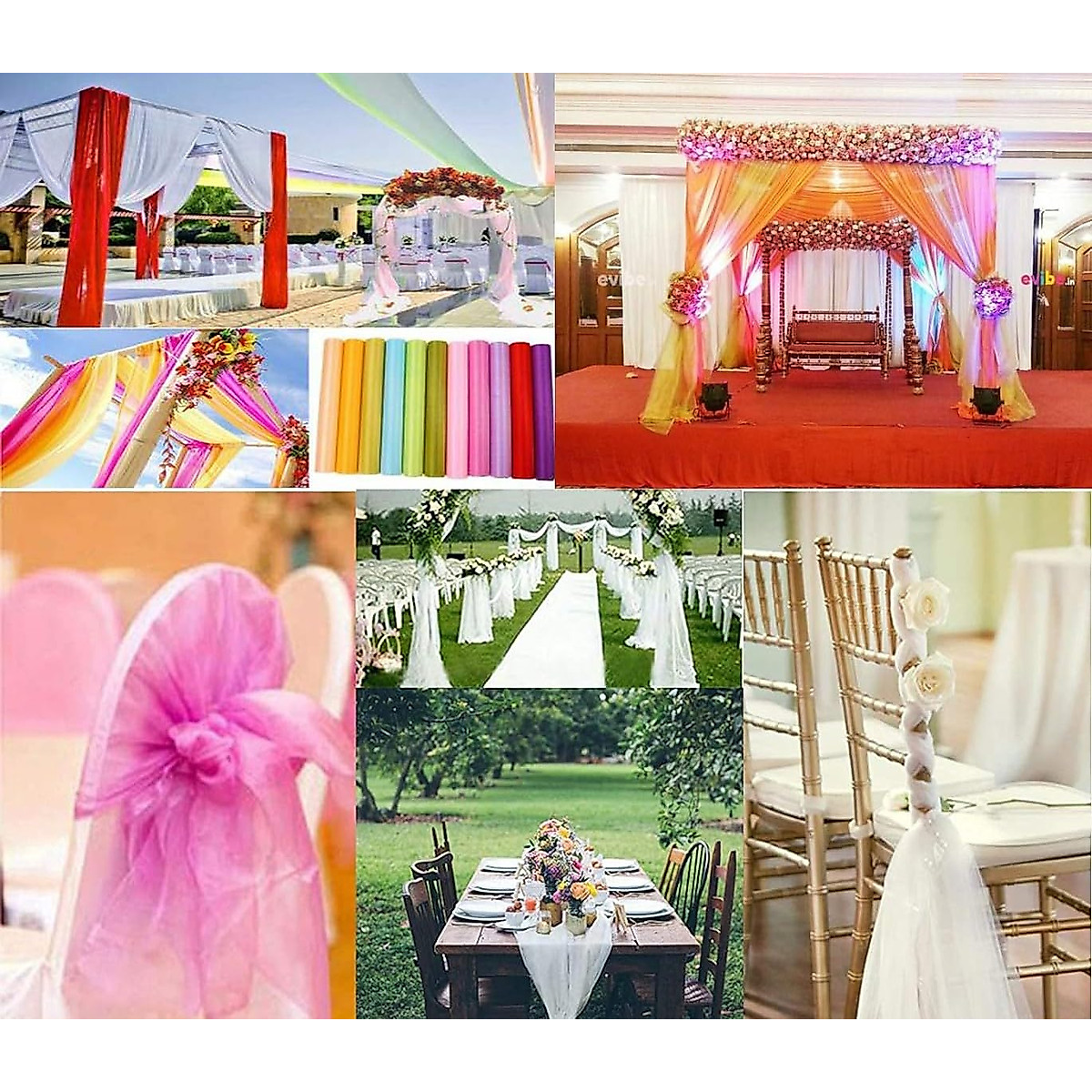 Organza Fabric 5 Yard Bridal Solid Sheer Organza Fabric Bolt for Wedding Dress, Fashion, Crafts, Decorations Silky Shiny Organza 44" - (5 Yard, Black)