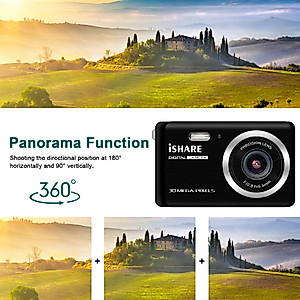 Digital Camera for Photography, 30MP Rechargeable Point and Shoot Digital Camera with 2.8" LCD 18X Digital Zoom for Kids Teens Elders（Black）