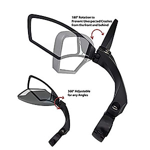 Hafny NEW Handlebar Bike Mirror, HD,Blast-resistant, E-bike Mirror, Glass Lens, HF-MR095 (Silver Left)