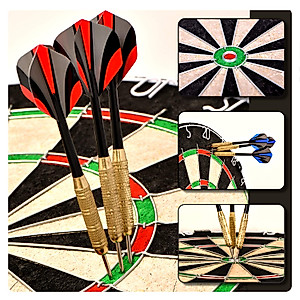 Tian ma Sisal Bristle Dartboard 17.7x1.5 Staple-Free Bullseye 12 Steel Tip Darts 18g Dartboards Mounting Kits Included