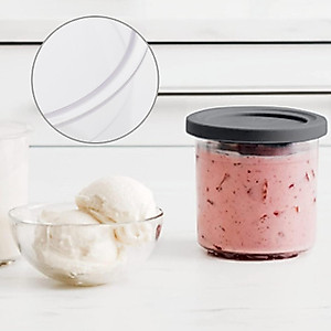 Ice Cream Containers 4 Pack with lid, Compatible with Ninja Creami Cream Makers NC299AMZ & NC300s Series, Reusable, BPA-Free & Dishwasher Safe, Airtight