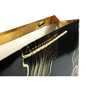 16" Large Black Gift Bag with Gold Line