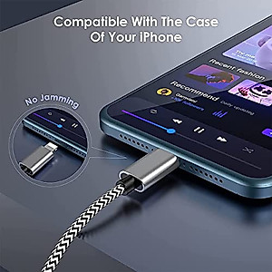 Apple MFi Certified iPhone Aux Cord for Car, Lightning to 3.5mm Audio Cable, Auxiliary Cord Compatible with iPhone 13/12/11/XR/XS/X/8/7/6 Plus/SE 2, Nylon Braid-3.3ft (Silver)