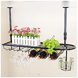 Stylish Simplicity Wine Glass Holder Vintage Iron Inverted High Glass Holder Simple Creative Display Decoration Stylish Simplicity Bottle Holder Adjustable Wine Glass Holder (Bronze 100 * 25Cm), PIB